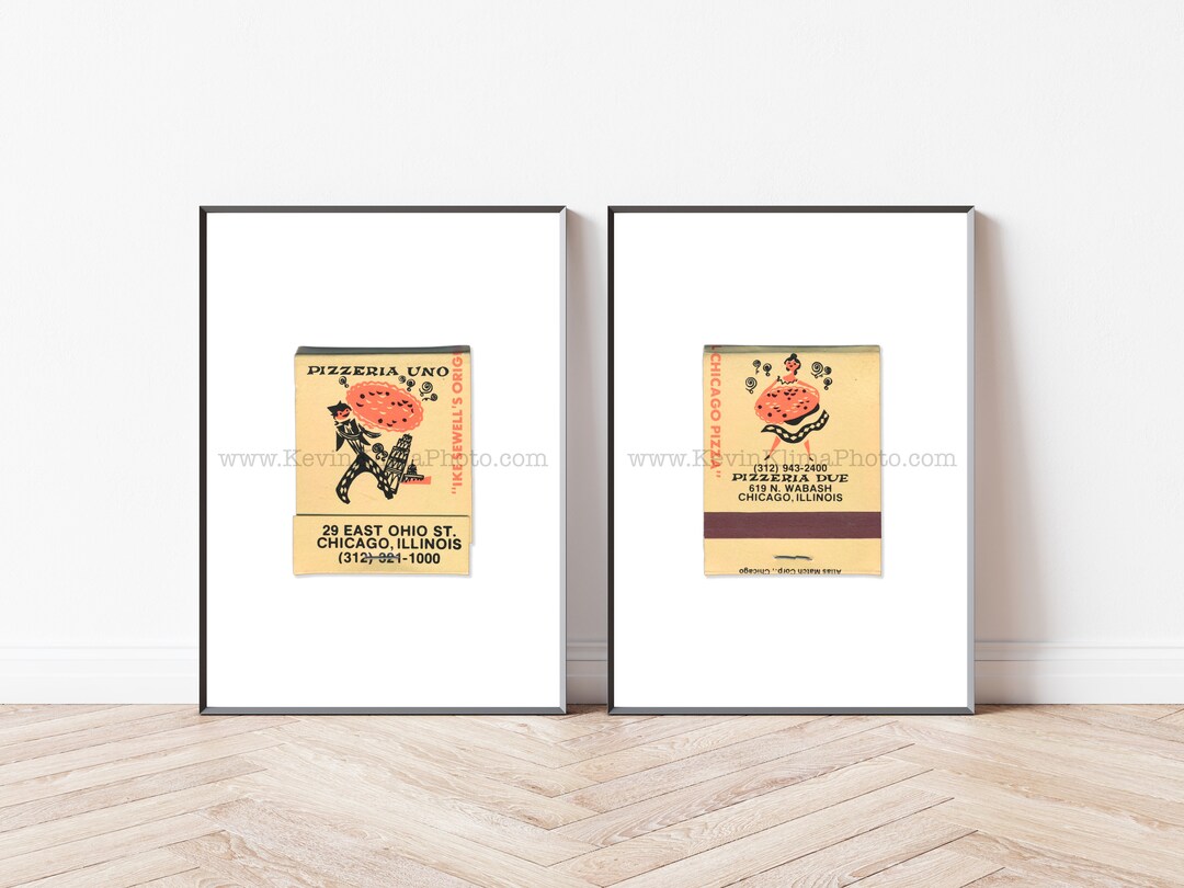 Vintage Chicago Art - Set of 2 Matchbook Prints - Unframed Wall Art ...