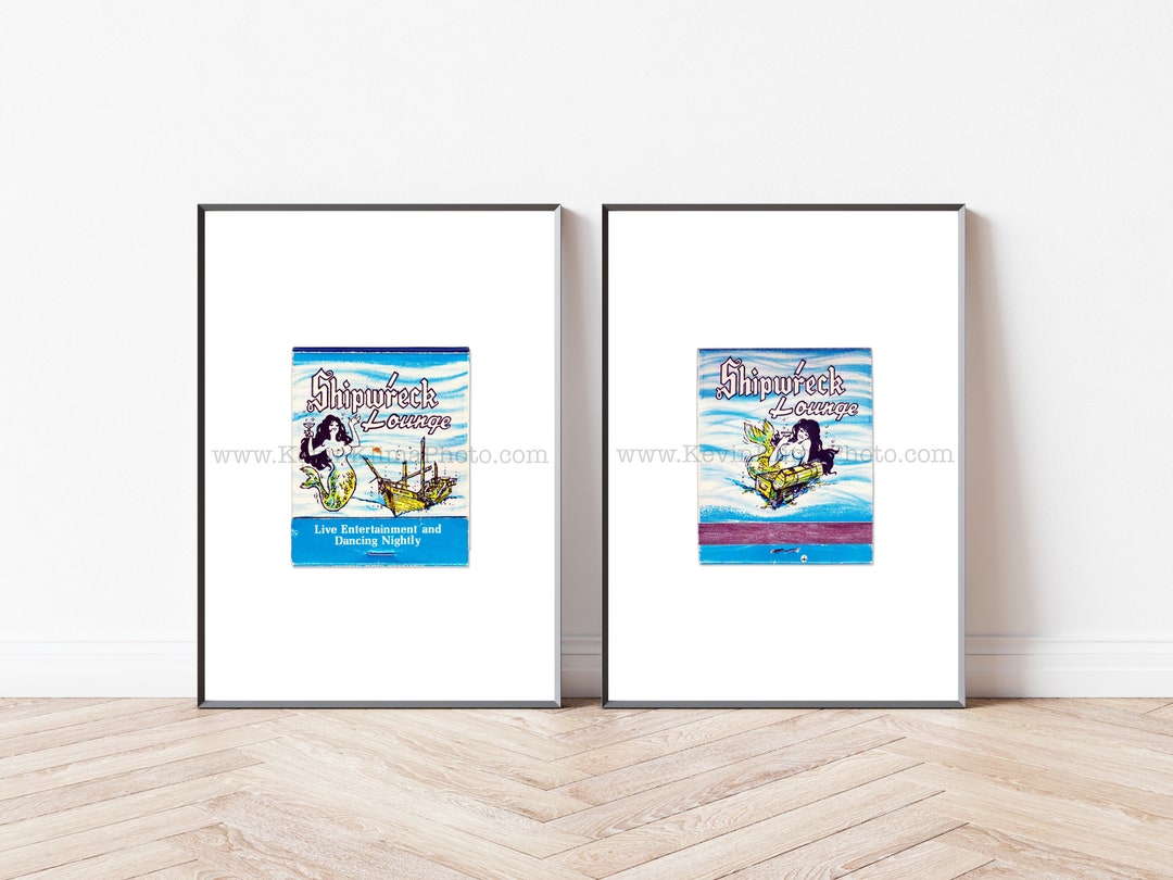 SHIPWRECK LOUNGE - Set of 2 Unframed Vintage Matchbook Prints - Modern ...