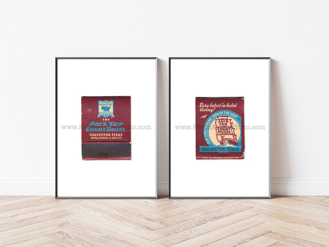 Jack Tar Court Hotel, GALVESTON, TEXAS - Set of 2 Unframed Matchbook ...