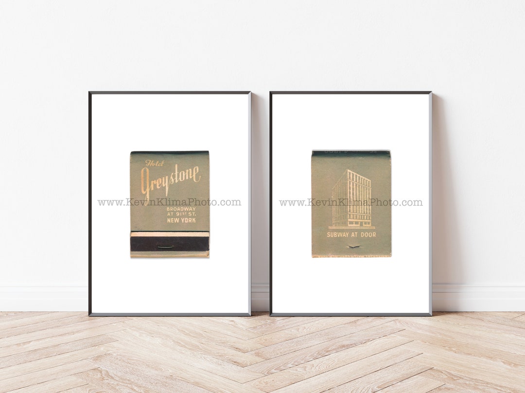 HOTEL GREYSTONE, NYC - Set of 2 Unframed Matchbook Prints - Modern ...