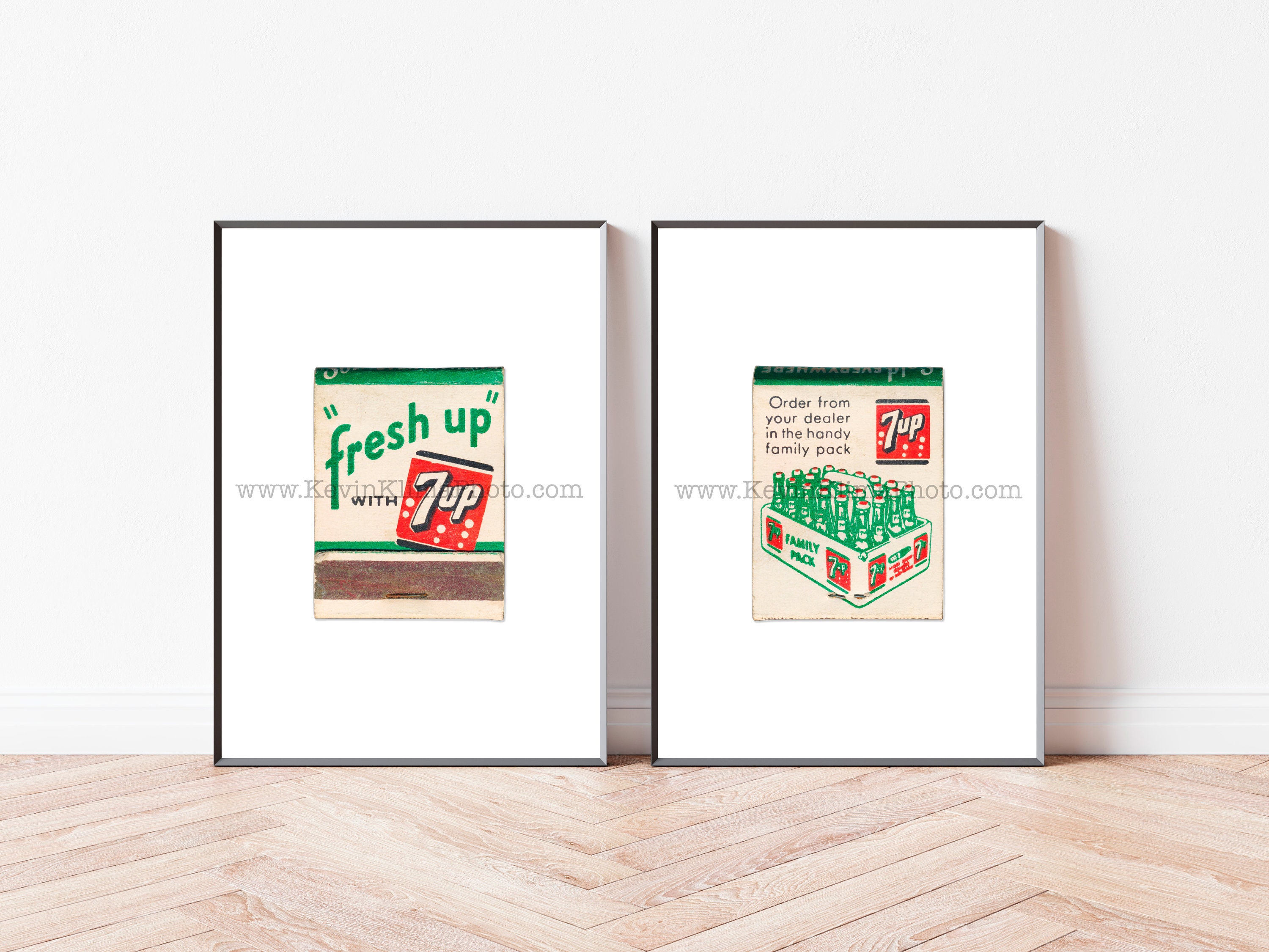 FRESH UP 7UP Vintage Soda Art, Set of 2 7up Matchbook Prints Vintage ...
