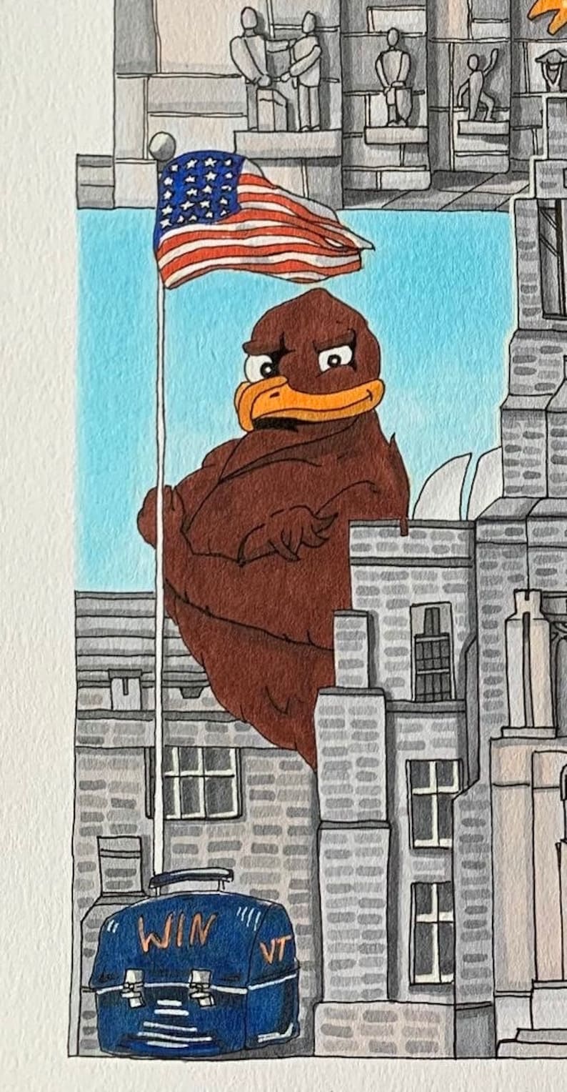 Virginia Tech Collage Art Print, Hokies Gift, Original Artwork, Giclee ...