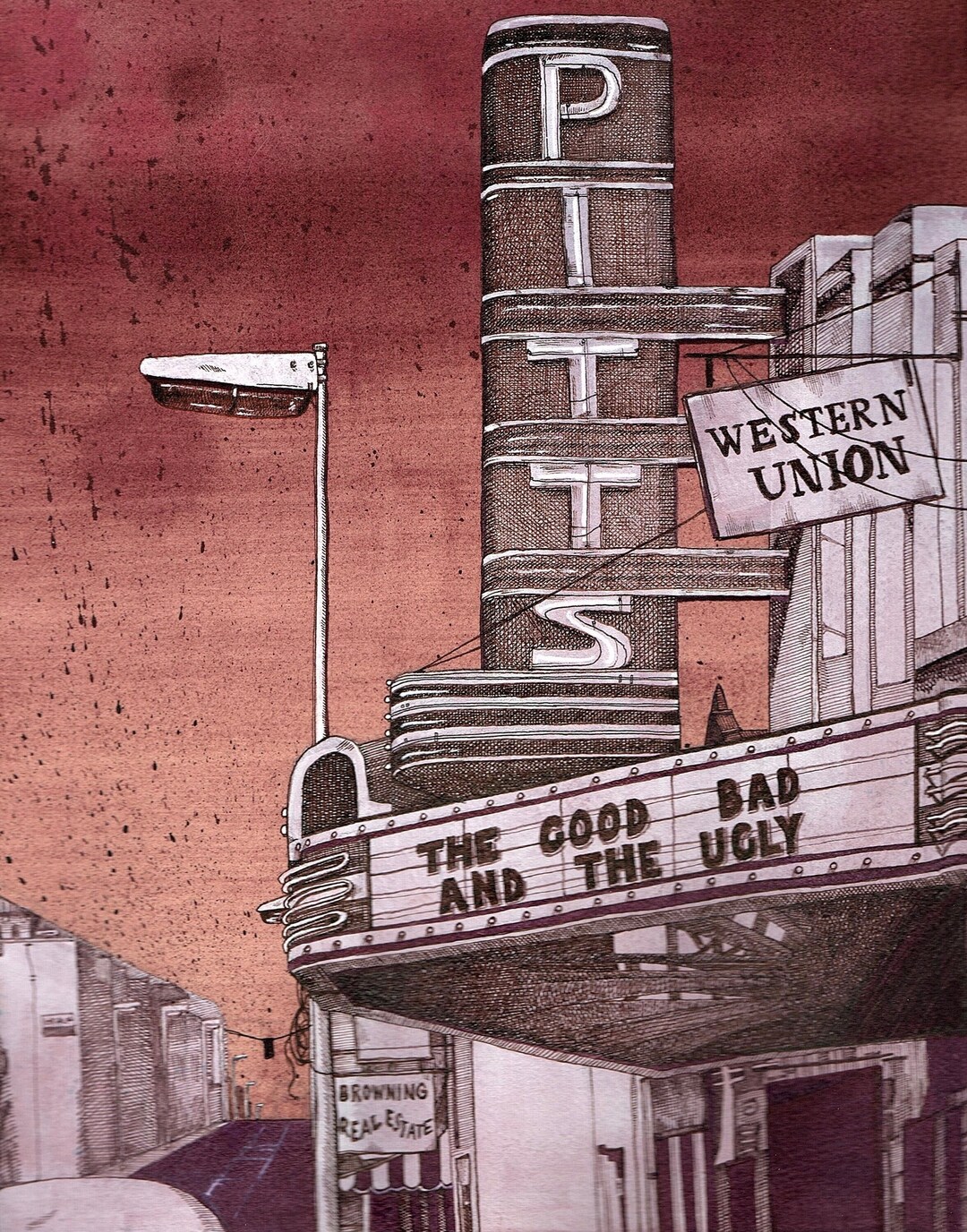 Historic Pitts Theatre Art Print, Architecture Art, Original Artwork ...