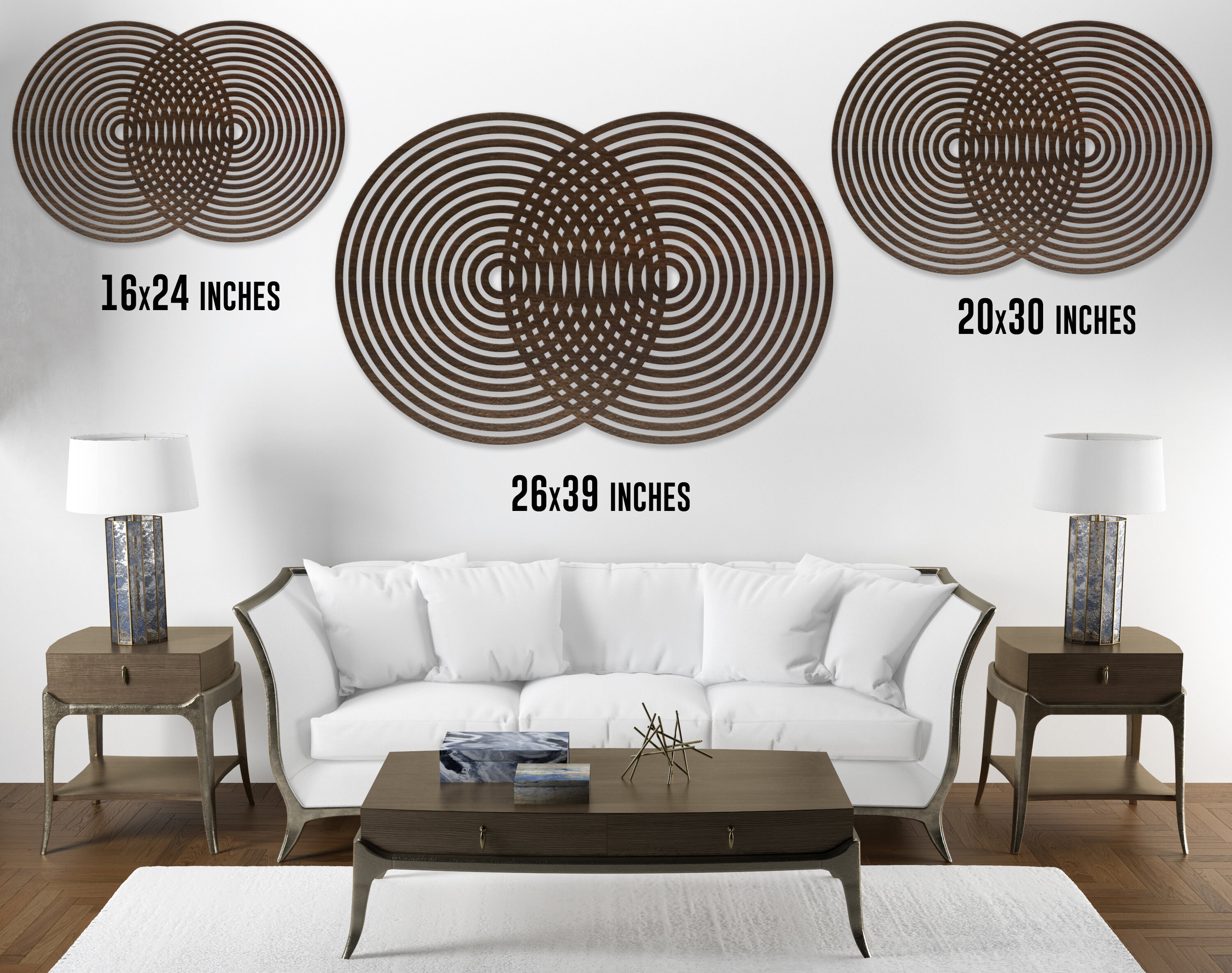 Wooden Circles Wall Decor, Geometric Wooden Wall Decor, Circles Wall ...