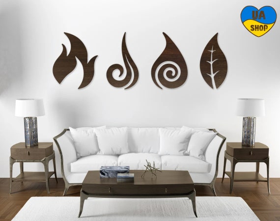 Four Elements Wall Art Four Elements Wall Decor Wooden Wall | Etsy