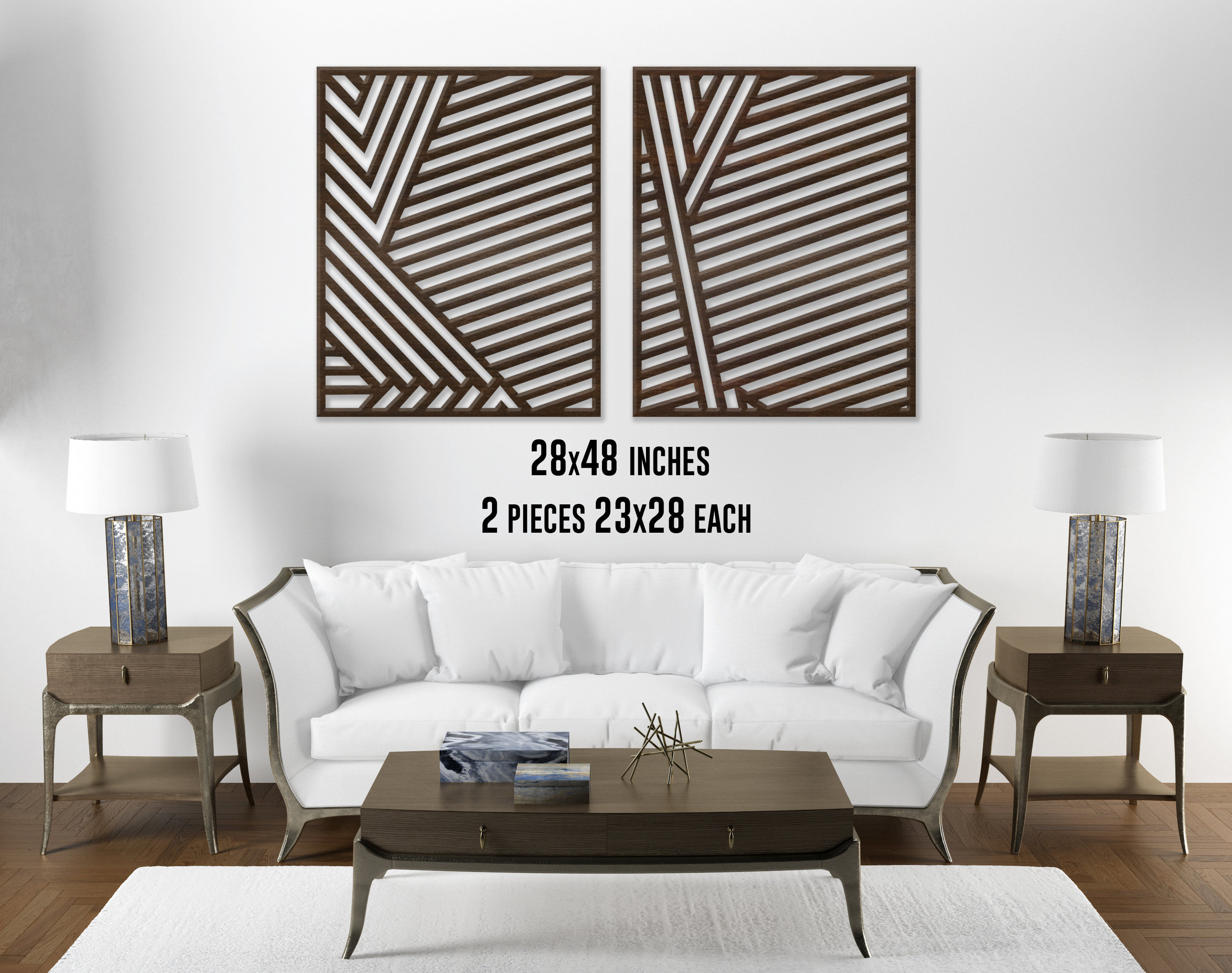 Geometric Wood Wall Art,geometric Wooden Wall Decor,two Wood Panel Wall ...