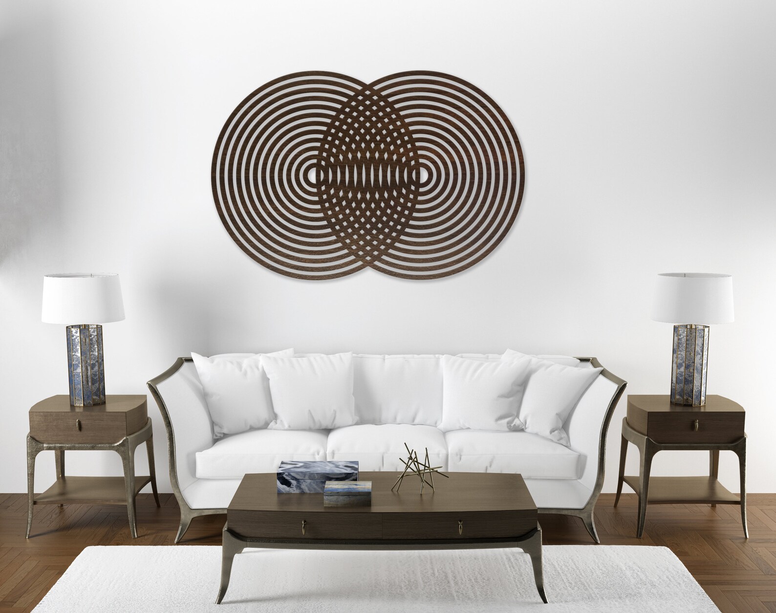Wooden Circles Wall Decor, Geometric Wooden Wall Decor, Circles Wall ...