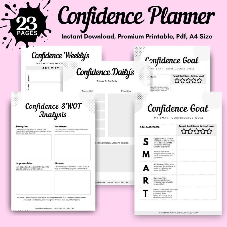 Build Your Unshakable Confidence, Editable Confidence Planner ...