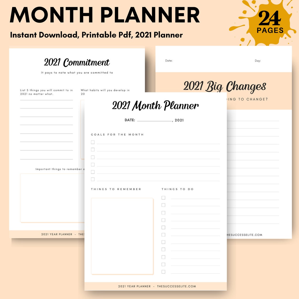 2021 Editable Planner Printable, 2021 Daily Planner, Monthly Planner ...