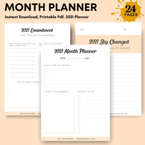 2021 Editable Planner Printable, 2021 Daily Planner, Monthly Planner ...