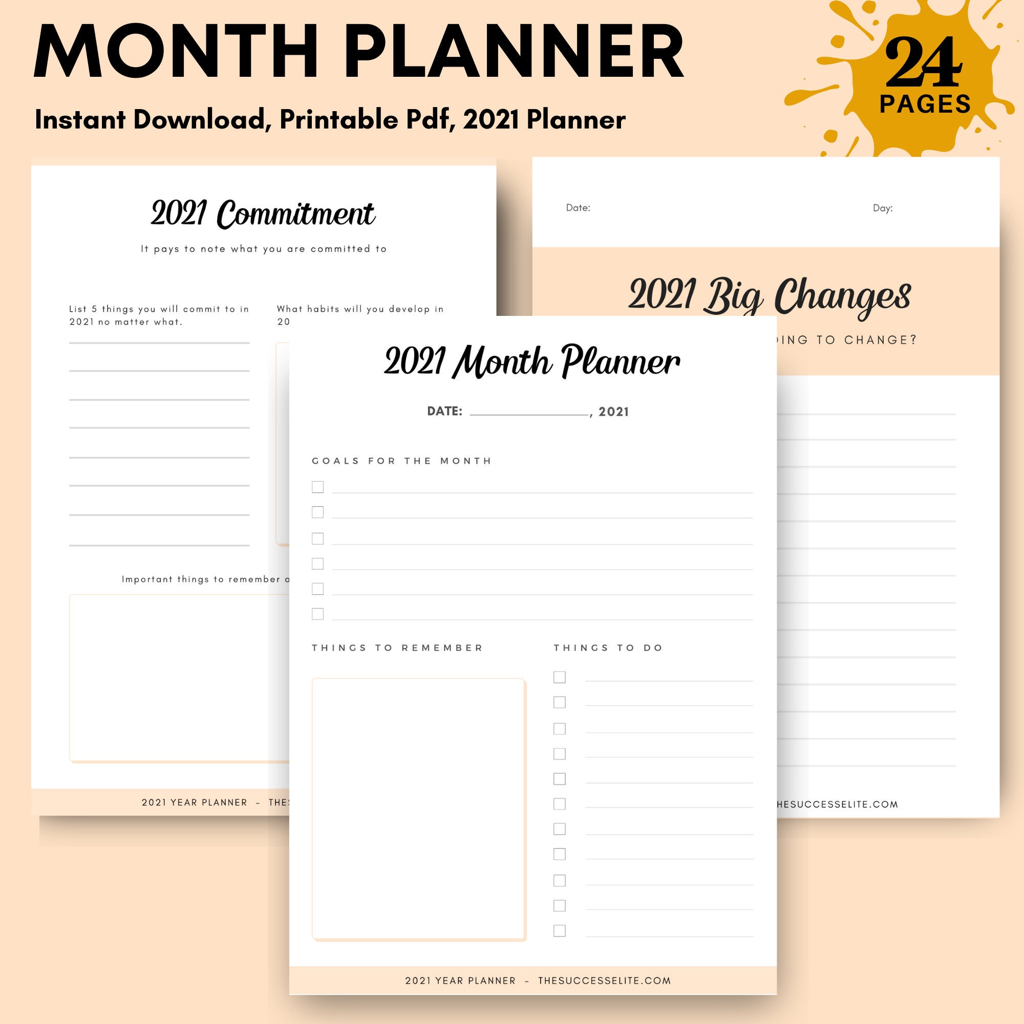 2021 Editable Planner Printable, 2021 Daily Planner, Monthly Planner ...