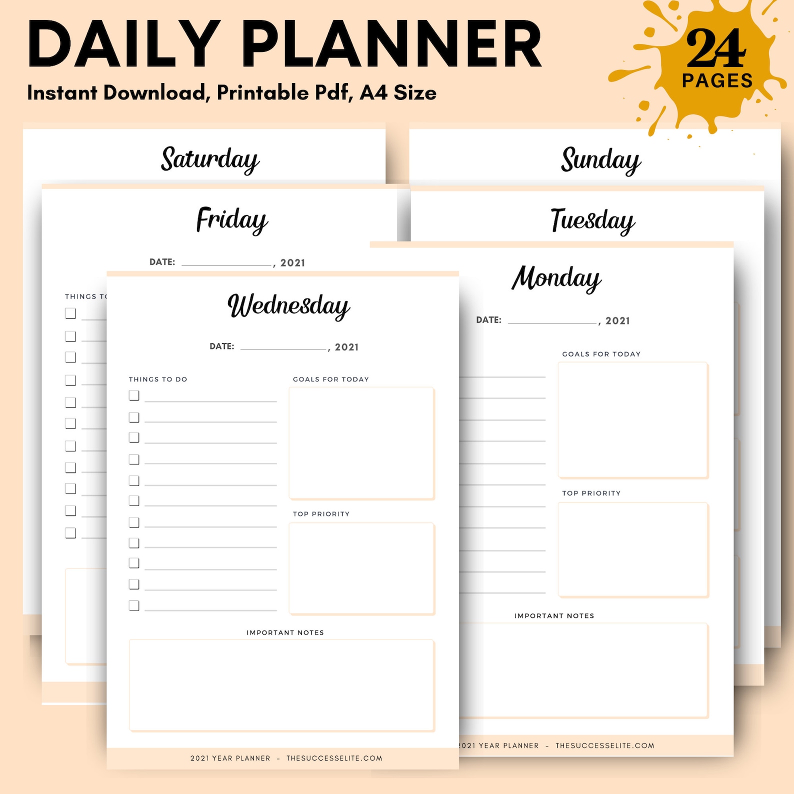 2021 Editable Planner Printable, 2021 Daily Planner, Monthly Planner ...