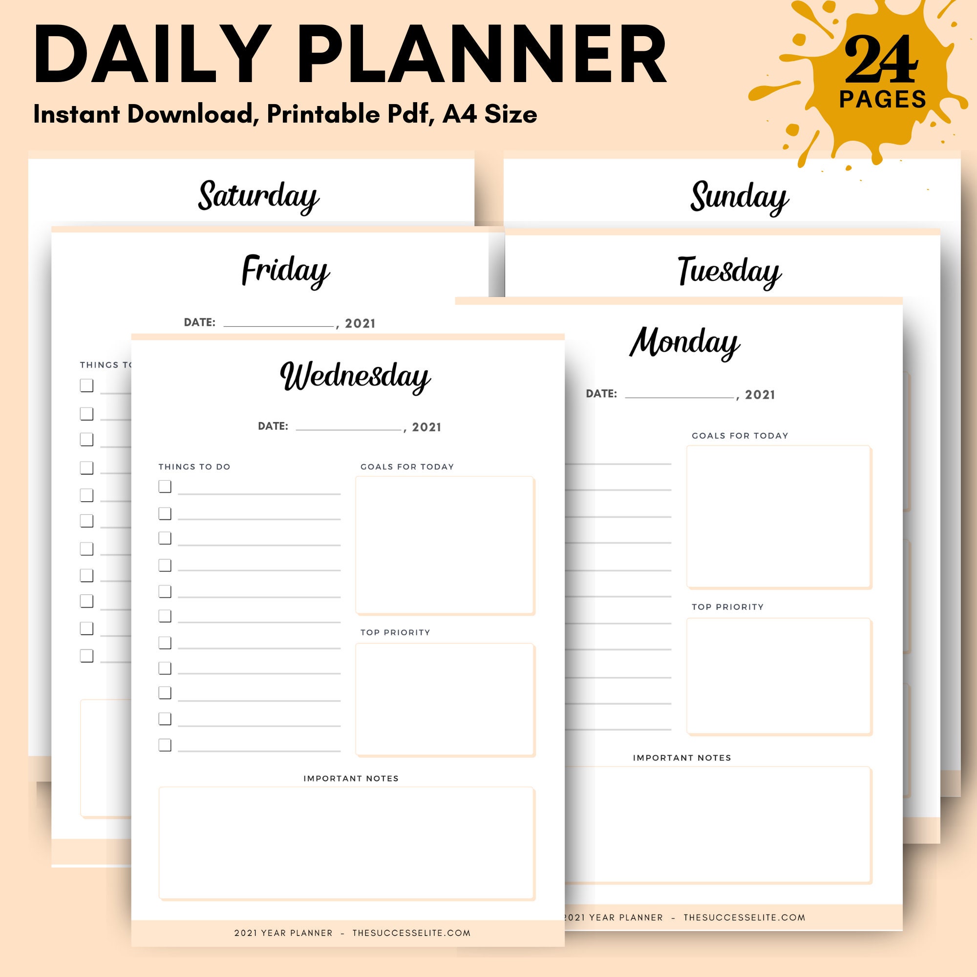 2021 Editable Planner Printable, 2021 Daily Planner, Monthly Planner ...