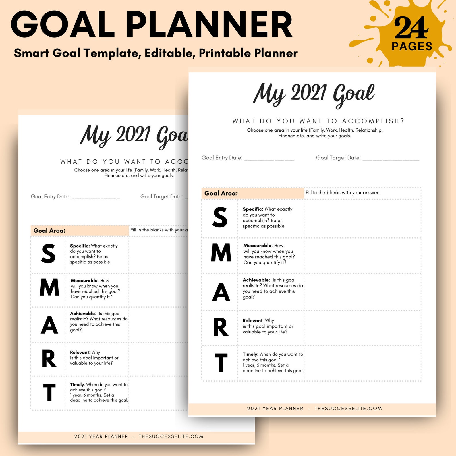 2021 Editable Planner Printable, 2021 Daily Planner, Monthly Planner ...