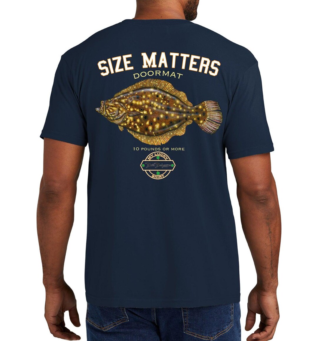Men's Size Matters Flounder Short Sleeve Garment Dyed True Navy Pocket ...