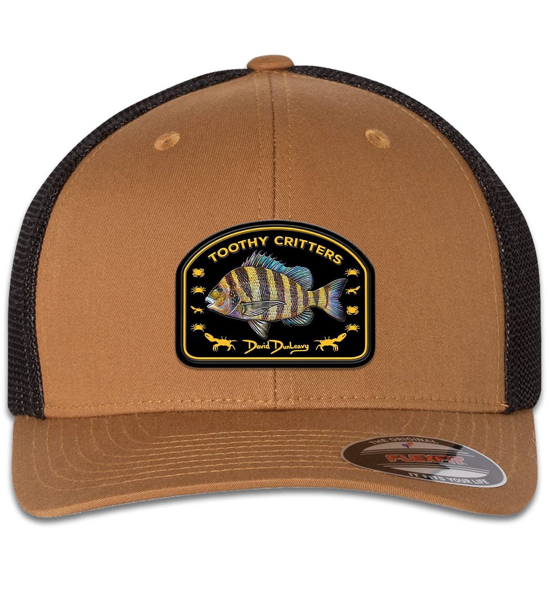 Sheepshead Toothy Critters 6 Panel Trucker Flexfit Caramel Black Hat - Etsy