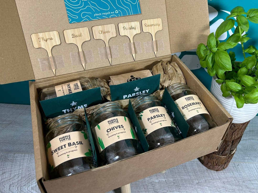 Grow Your Own Herbs Gift Box: Basil, Parsley, Chives, Thyme, Rosemary ...