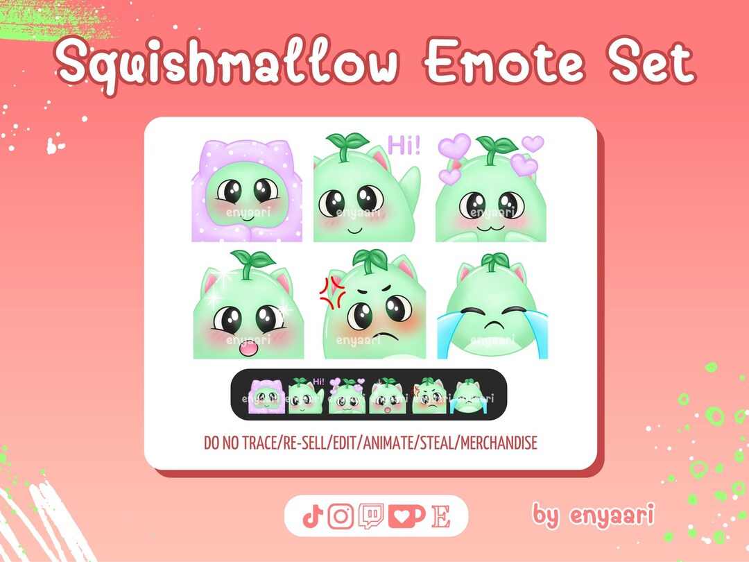 Squishmallow Emote Set Twitch Discord Subs Followers Set of 6 Hi Love ...
