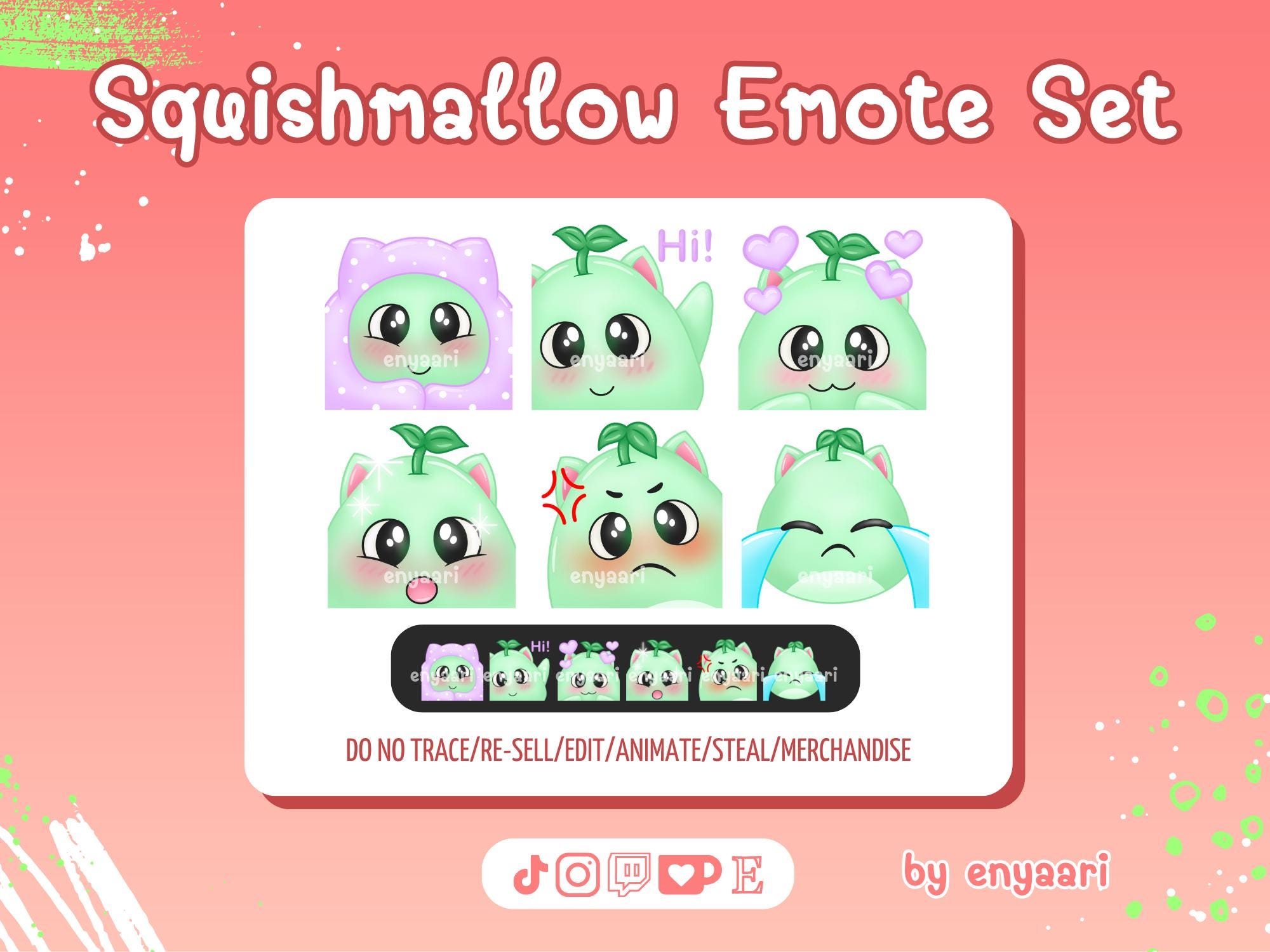 Squishmallow Emote Set Twitch Discord Subs Followers Set of 6 Hi Love ...