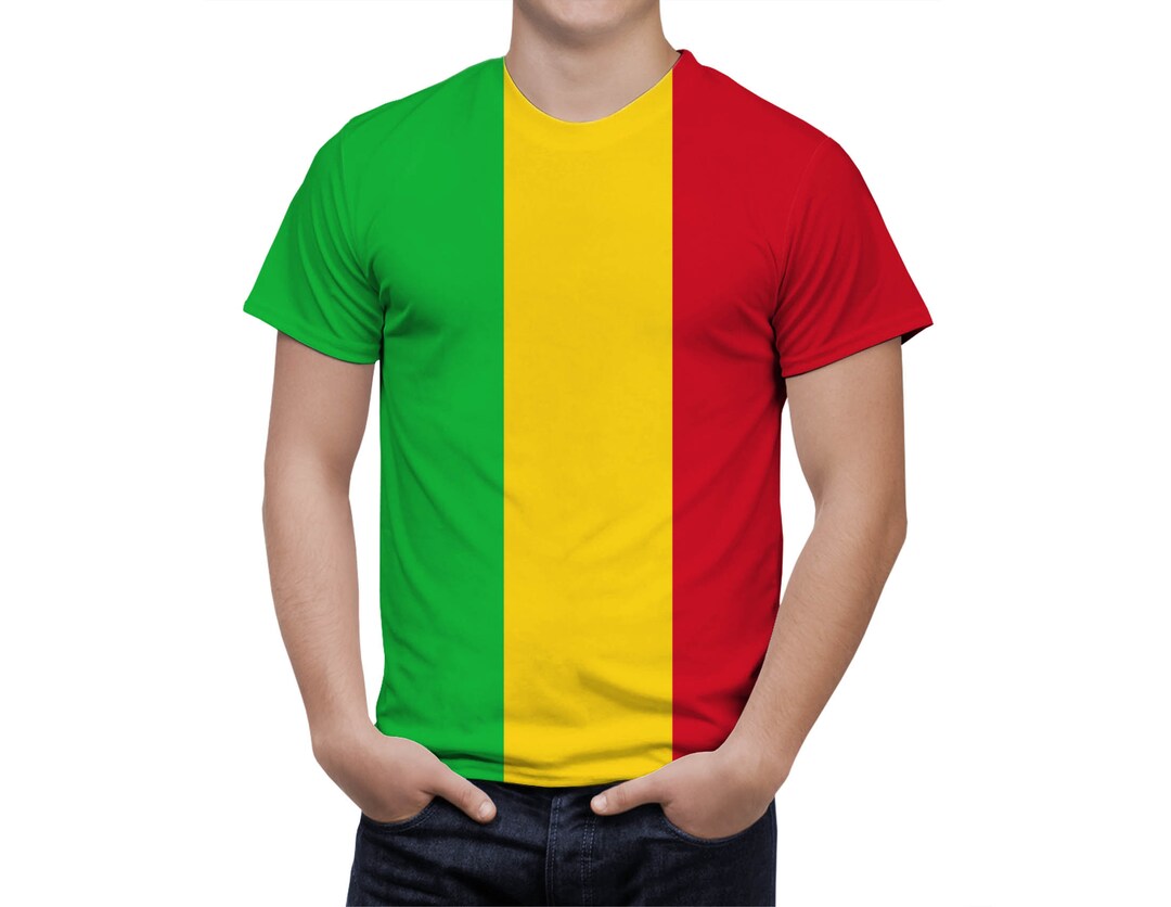 Mali Flag Shirt, Coat of Arms Patriotic Men's Sport Full Print Short ...