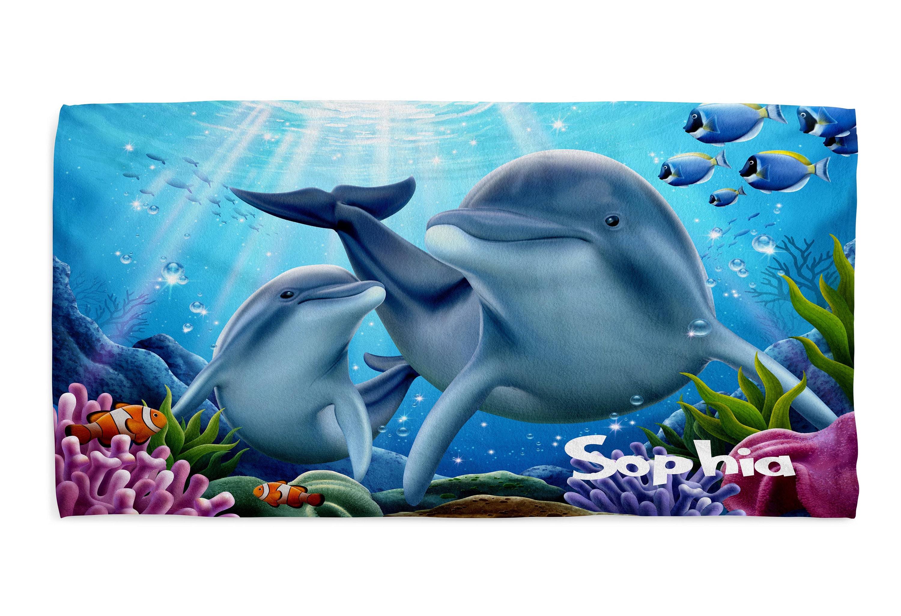 Personalized Kids Beach Towels Ocean Baby Whale Dolphin Child Custom ...