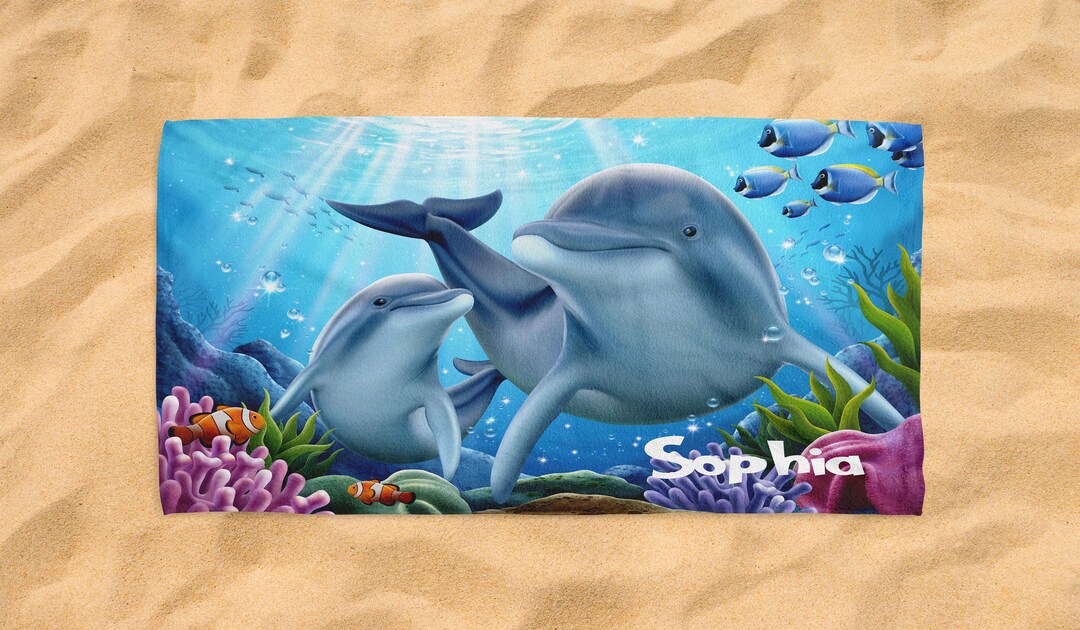 Personalized Kids Beach Towels Ocean Baby Whale Dolphin Child Custom ...