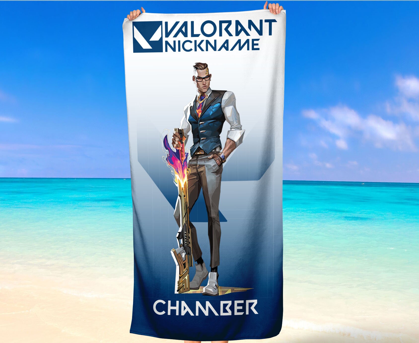 Valorant Chamber Personalized Nickname Beach Towels Video Game Sport ...