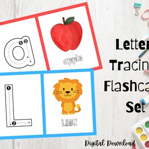 Alphabet Letter Tracing Printable Flashcards Set Capital and - Etsy