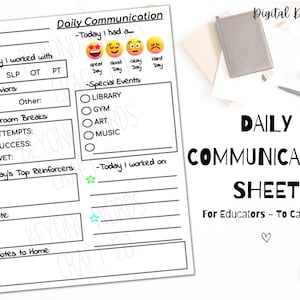 Daily Communication Log Printable for Teachers to Parents | IEP Daily ...