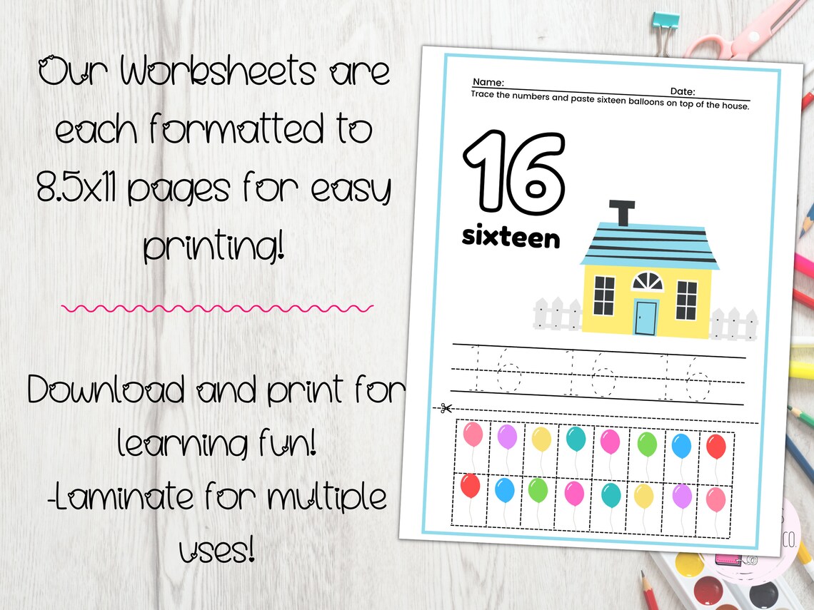 Numbers 1-20 Tracing, Cut & Paste Printable Worksheets | Preschool ...