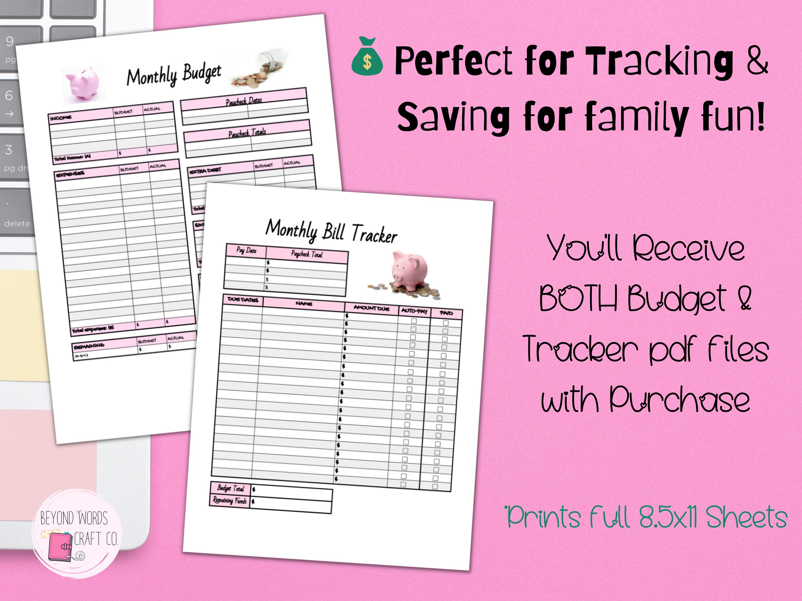 Monthly Budget & Bill Payment Tracker Printable Set | Monthly Budget ...