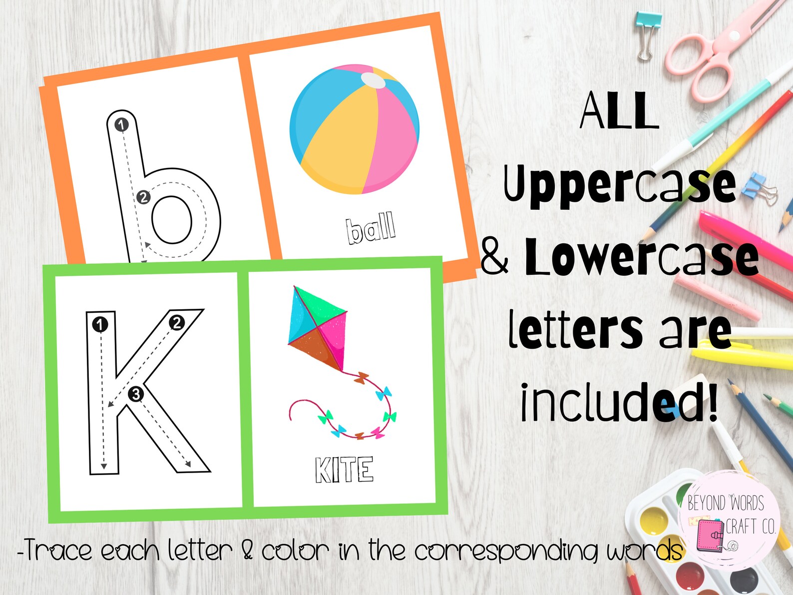 Alphabet Letter Tracing Printable Flashcards Set | Capital and ...