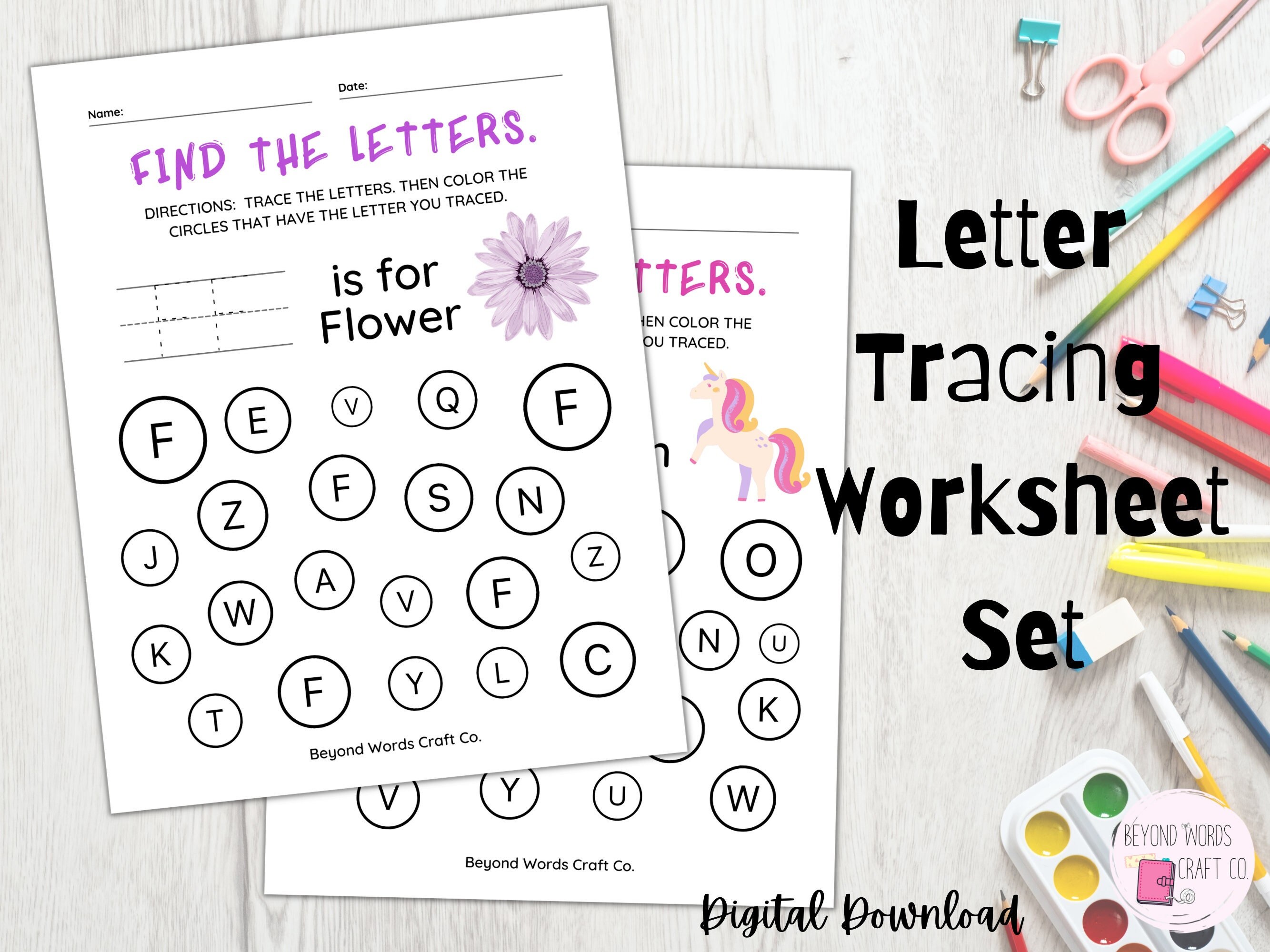 Alphabet Letter Tracing Printable Worksheet Set | Alphabet Coloring ...