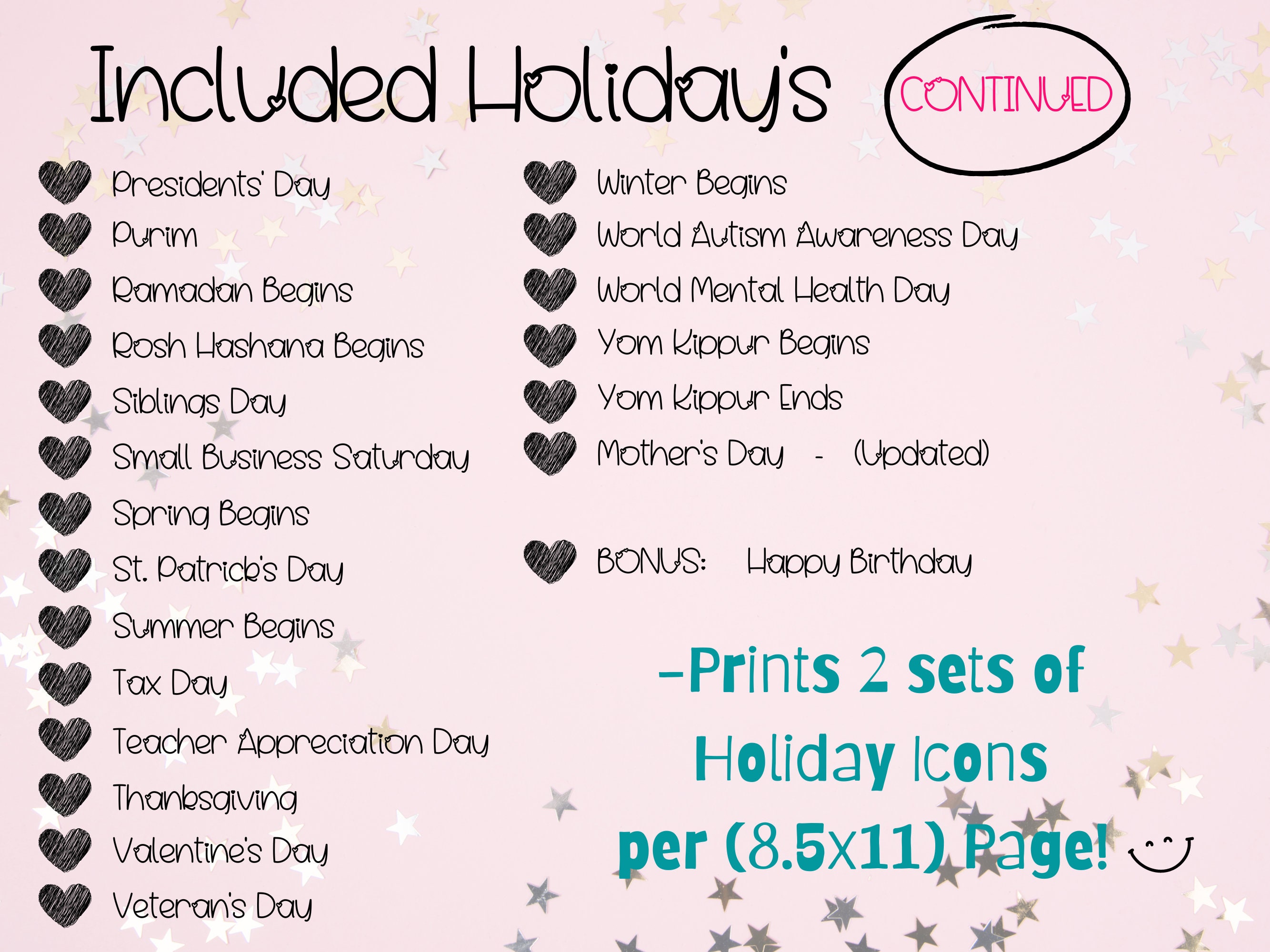 Holiday Icons Set Printable Planner Stickers | Holiday Variety Sticker ...