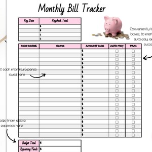 Monthly Budget & Bill Payment Tracker Printable Set | Monthly Budget ...