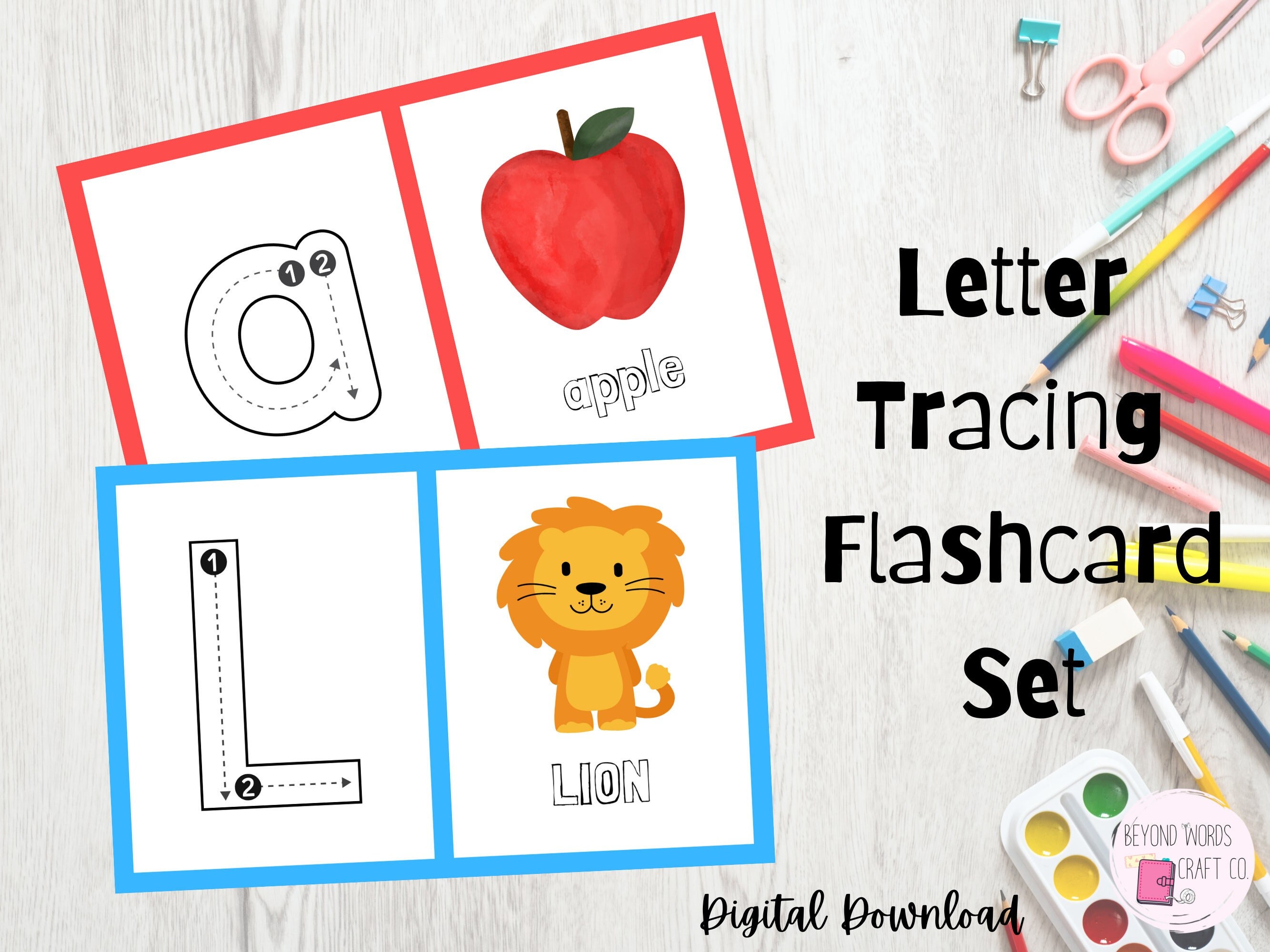 Alphabet Letter Tracing Printable Flashcards Set | Capital and ...