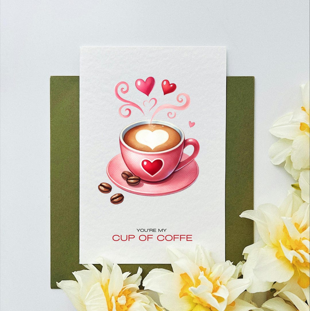 You're My Cup of Coffe Valentines Day Idea Watercolor Art Gifts for Him ...