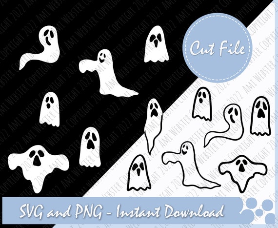 Ghost SVG Bundle Hand Drawn Cute Halloween Ghosts Png Files - Etsy