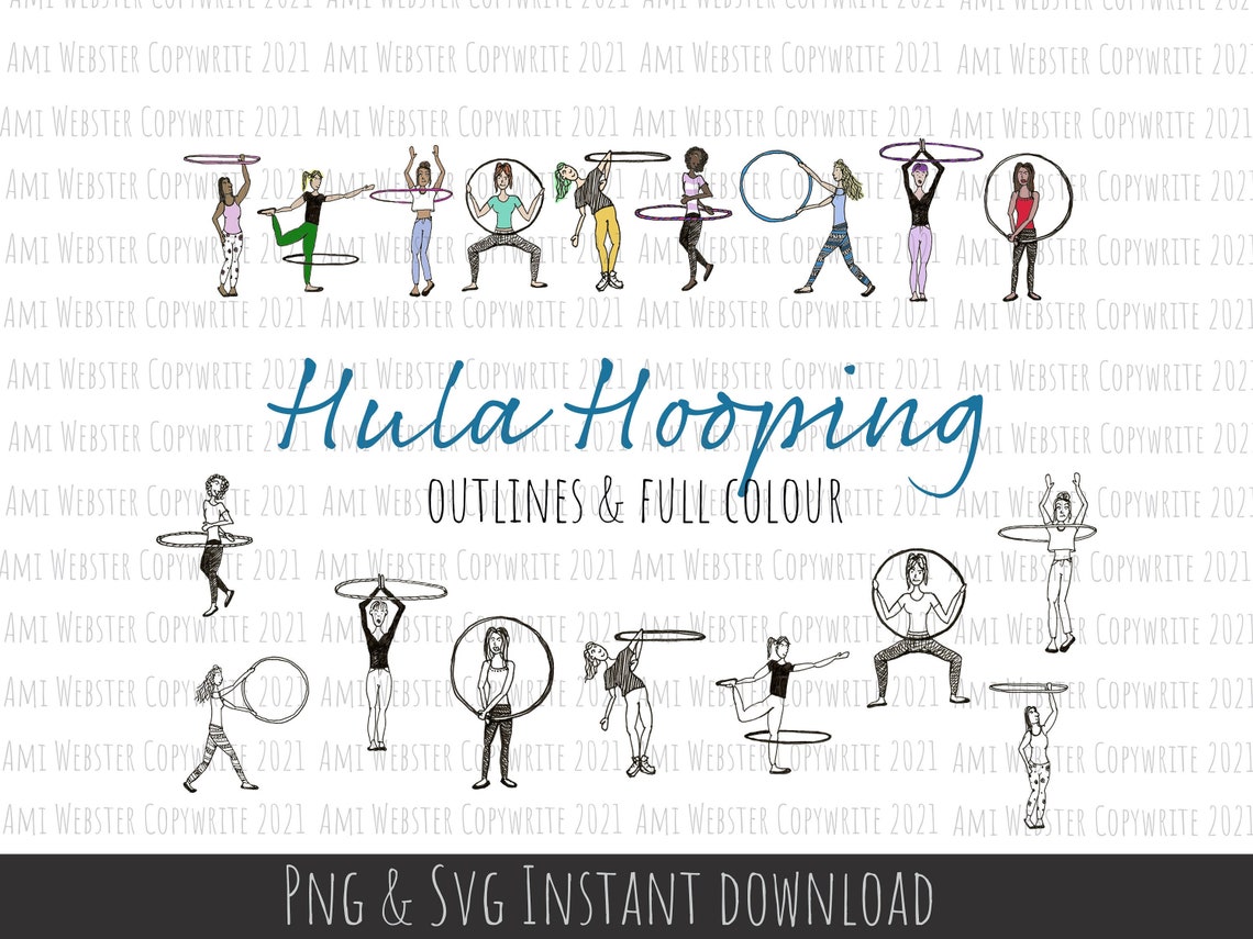 Hula Hoop SVG Bundle, Hula Hooping PNG Transparent File Hoop Dance ...