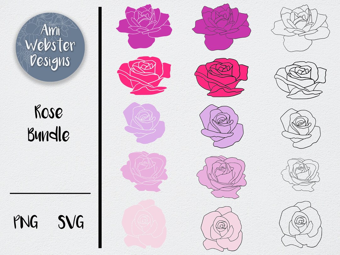 Rose SVG Bundle - Flower SVG Bundle - Layered Rose Cut File, Hand Drawn ...