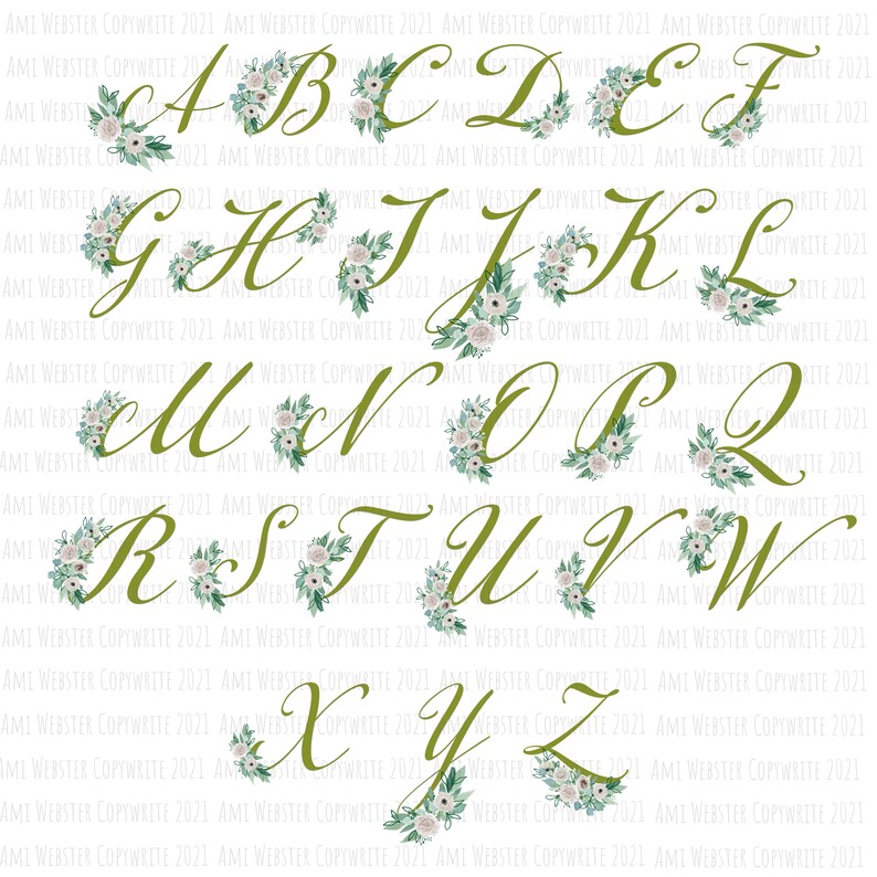 Monogram Alphabet Png Watercolour Floral Alphabet Letters Romantic ...