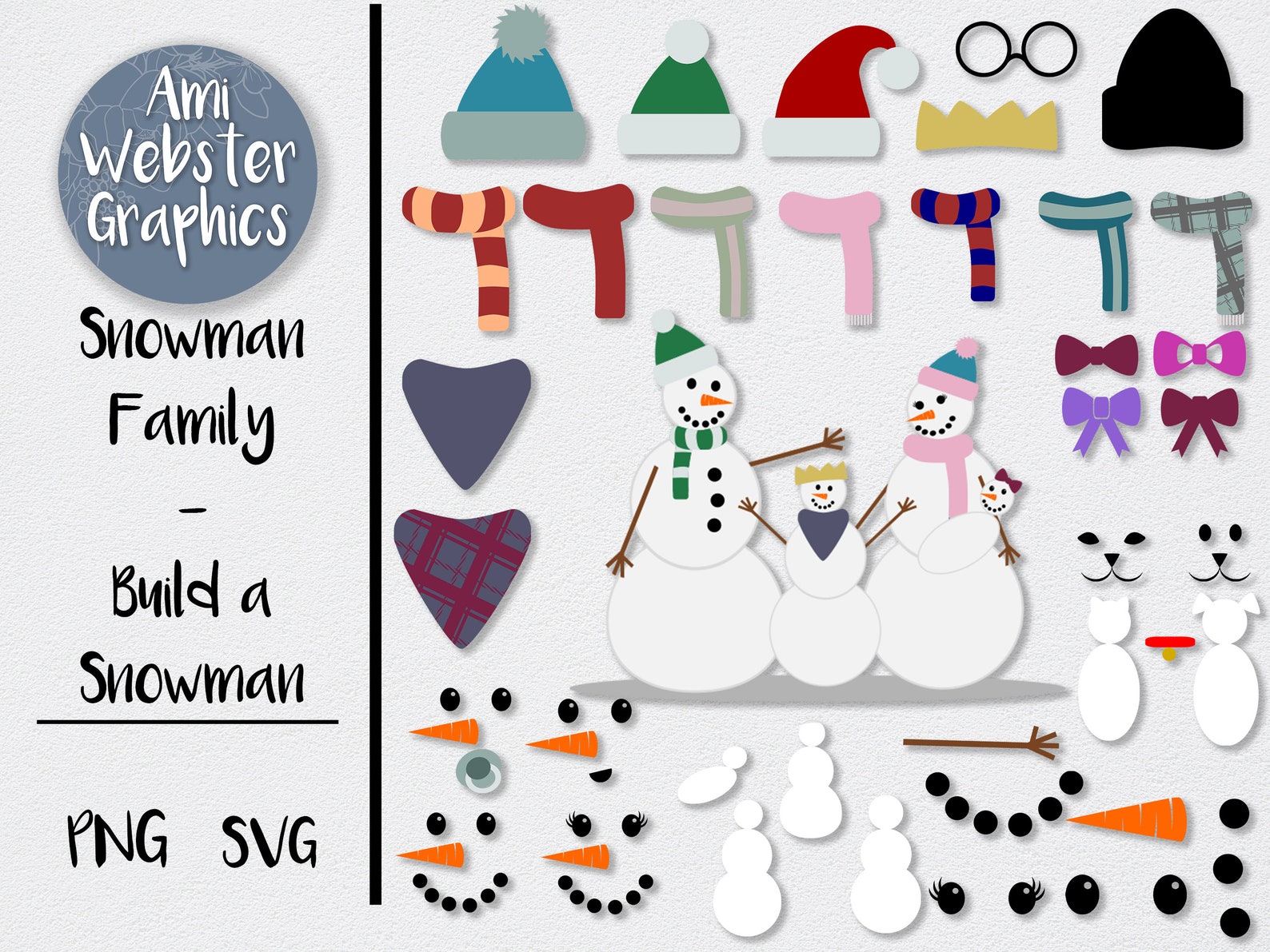Snowman SVG Bundle Build Your Own Snowman Snow Woman, Snowman Bundle ...