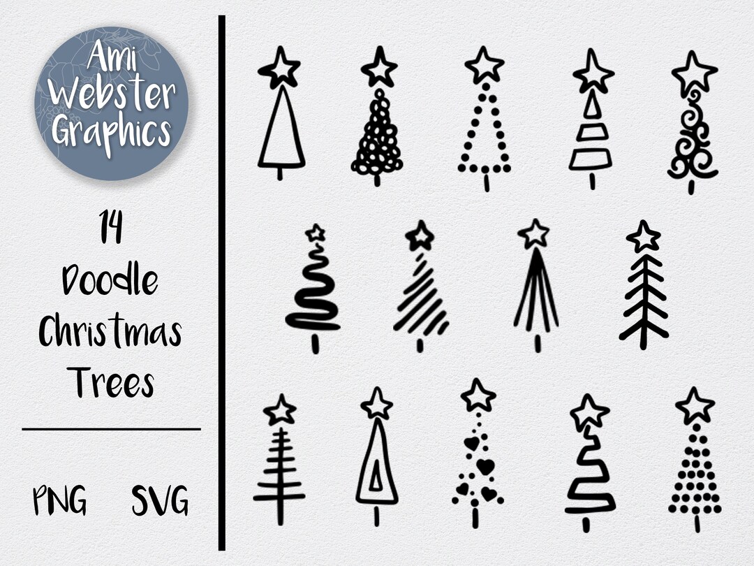 Christmas Tree Svg, Doodle Christmas Tree Clip Art - Hand Drawn Png ...