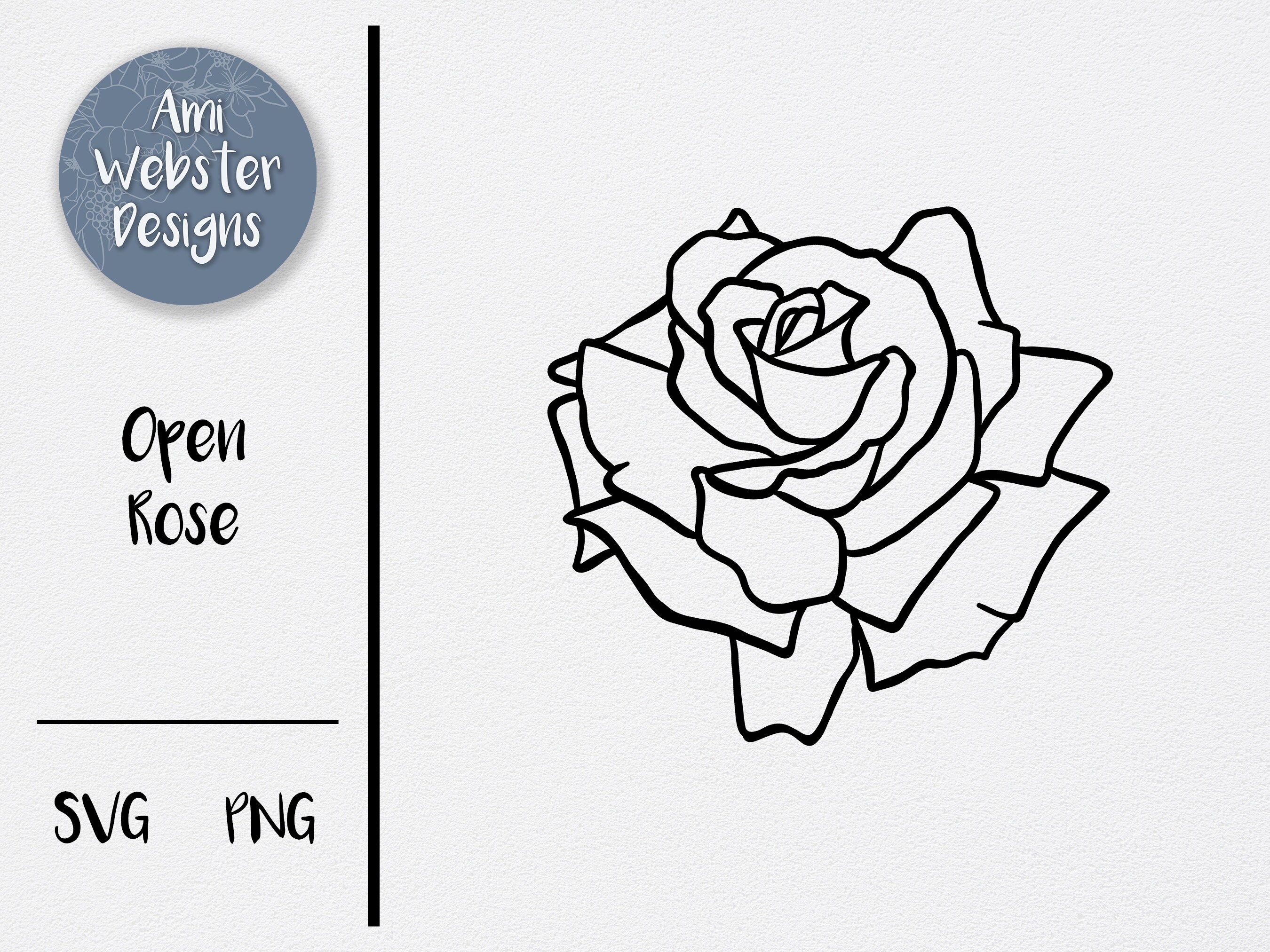 Rose SVG Rose Outline PNG Transparent File - Instant Download - Cricut ...