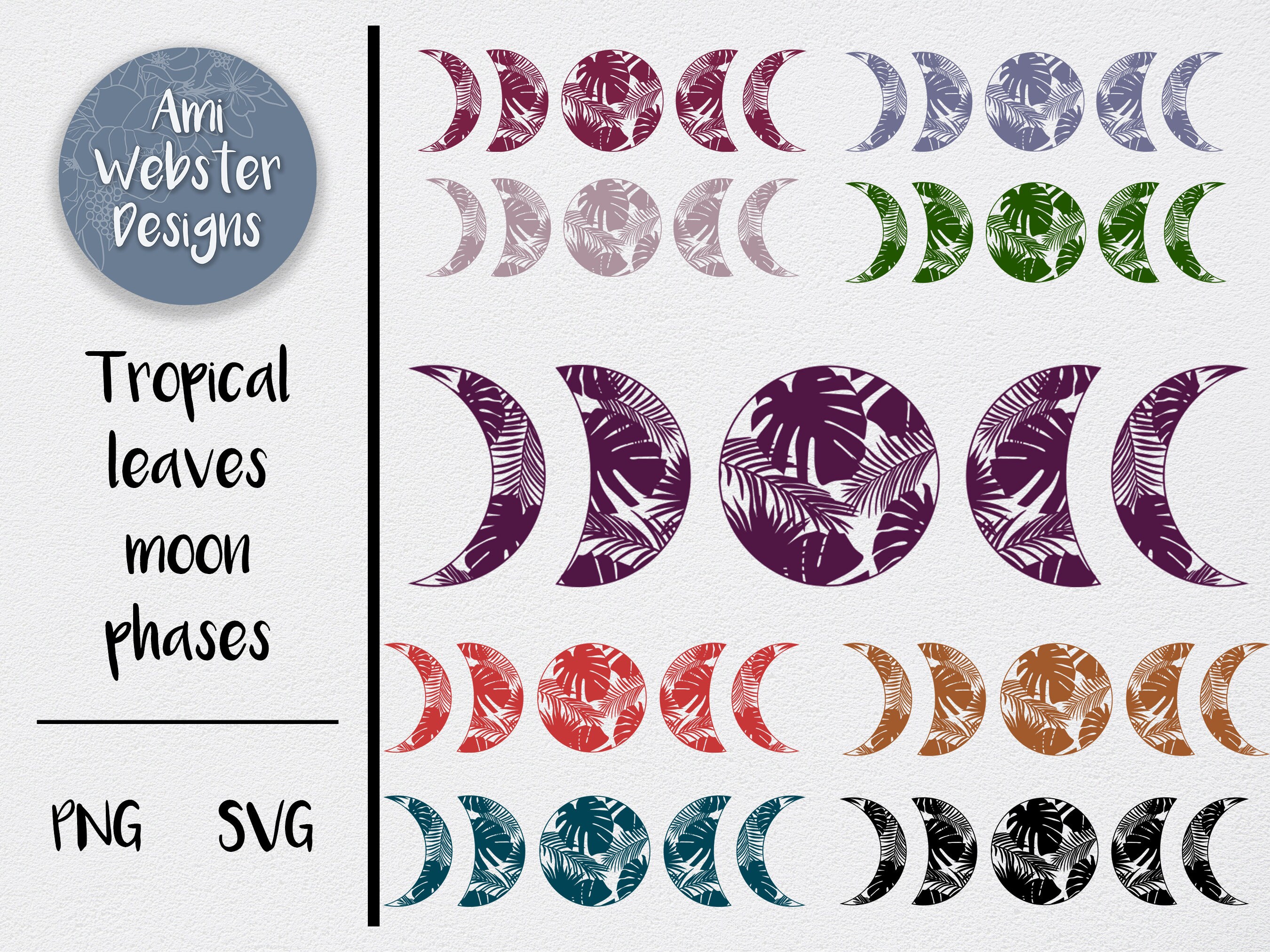 Moon SVG Tropical Moon SVG Crescent Moon SVG Moon Png Moon - Etsy