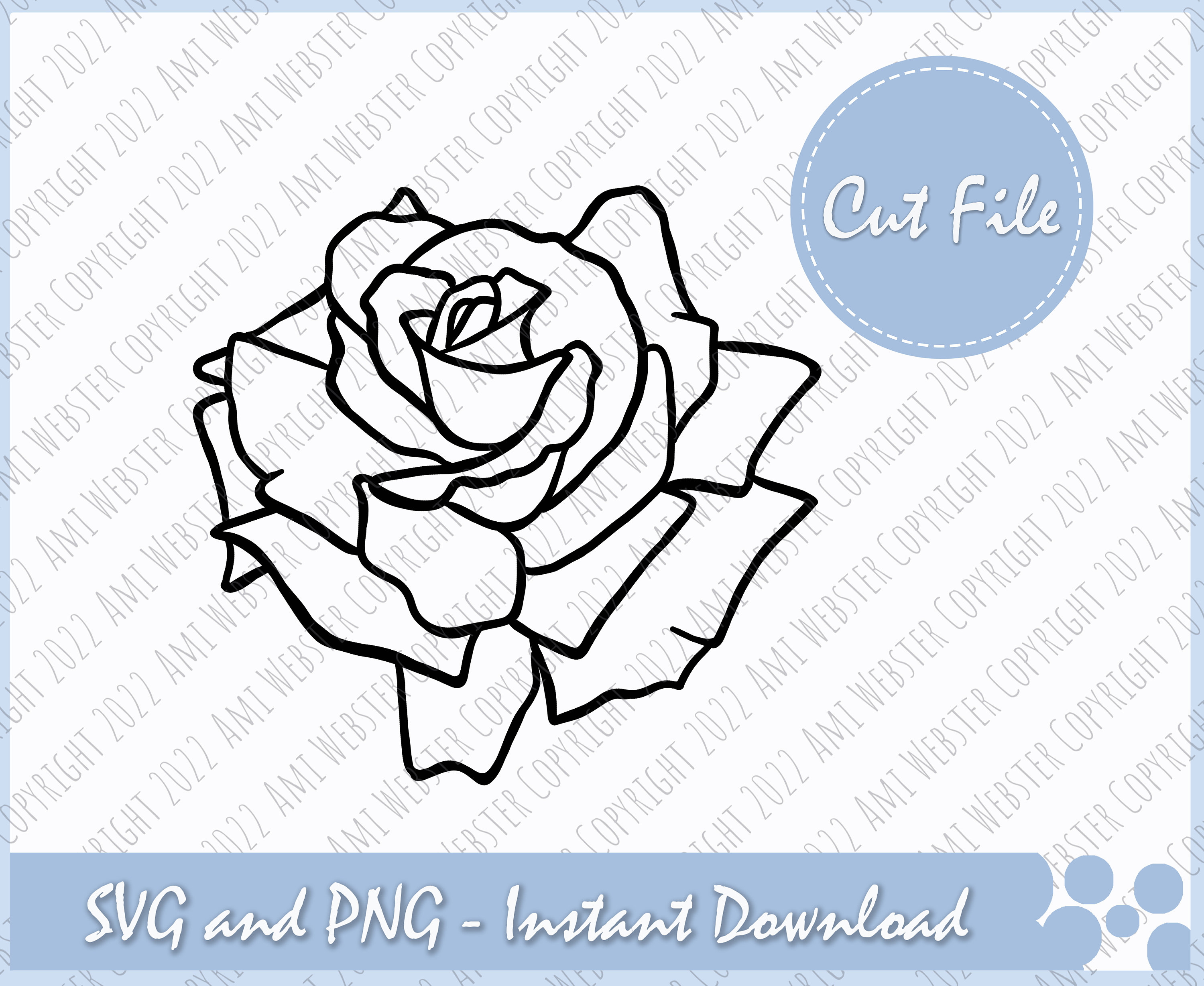 Rose SVG Rose Outline PNG Transparent File Instant Download - Etsy Canada