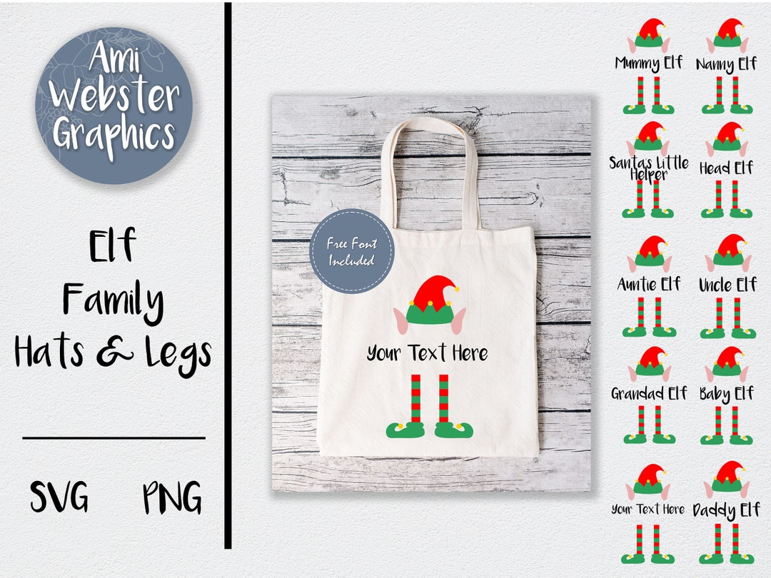 Elf Family SVG Bundle, Elf Monogram SVG, Elf Hat, Elf Legs, Christmas ...