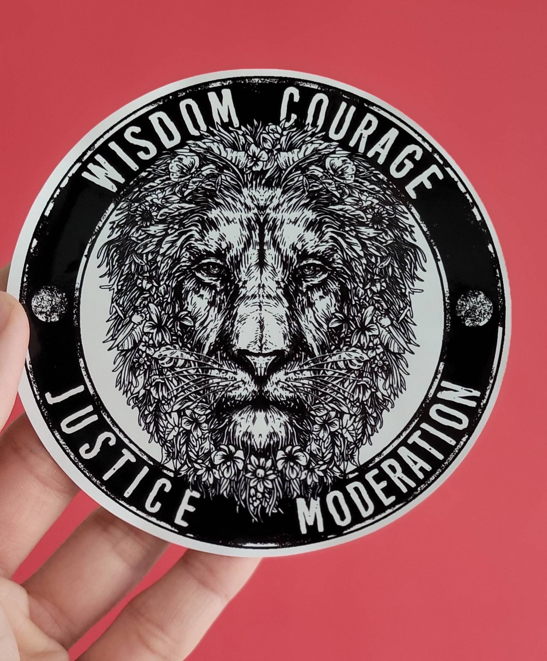 Wisdom Courage Justice Moderation Sticker Lion Art 4 | Etsy