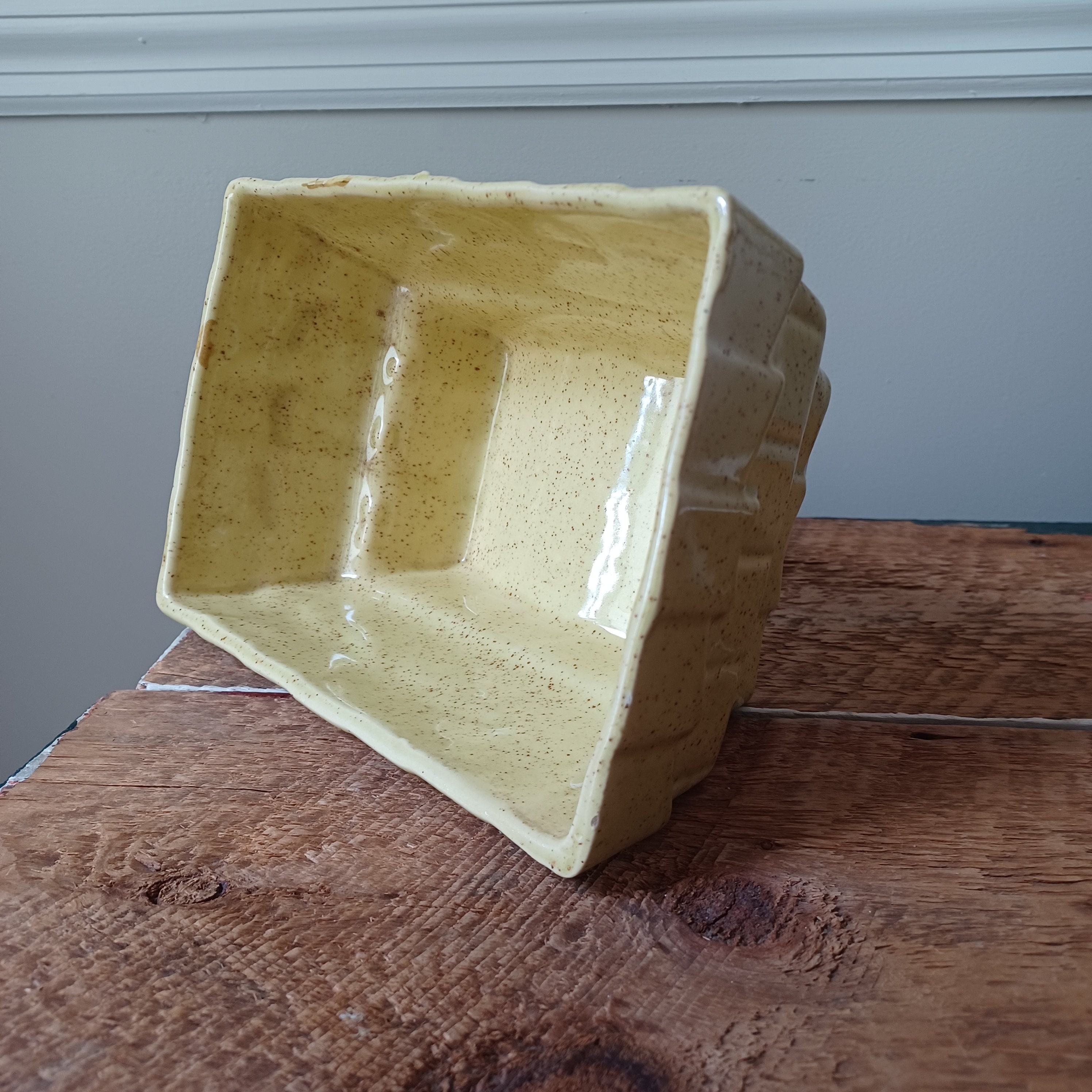 MCM Yellow Speckled Planter - Etsy