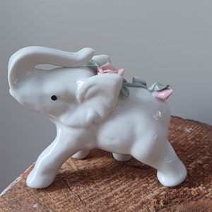 Vintage White Elephant Figurine - Etsy
